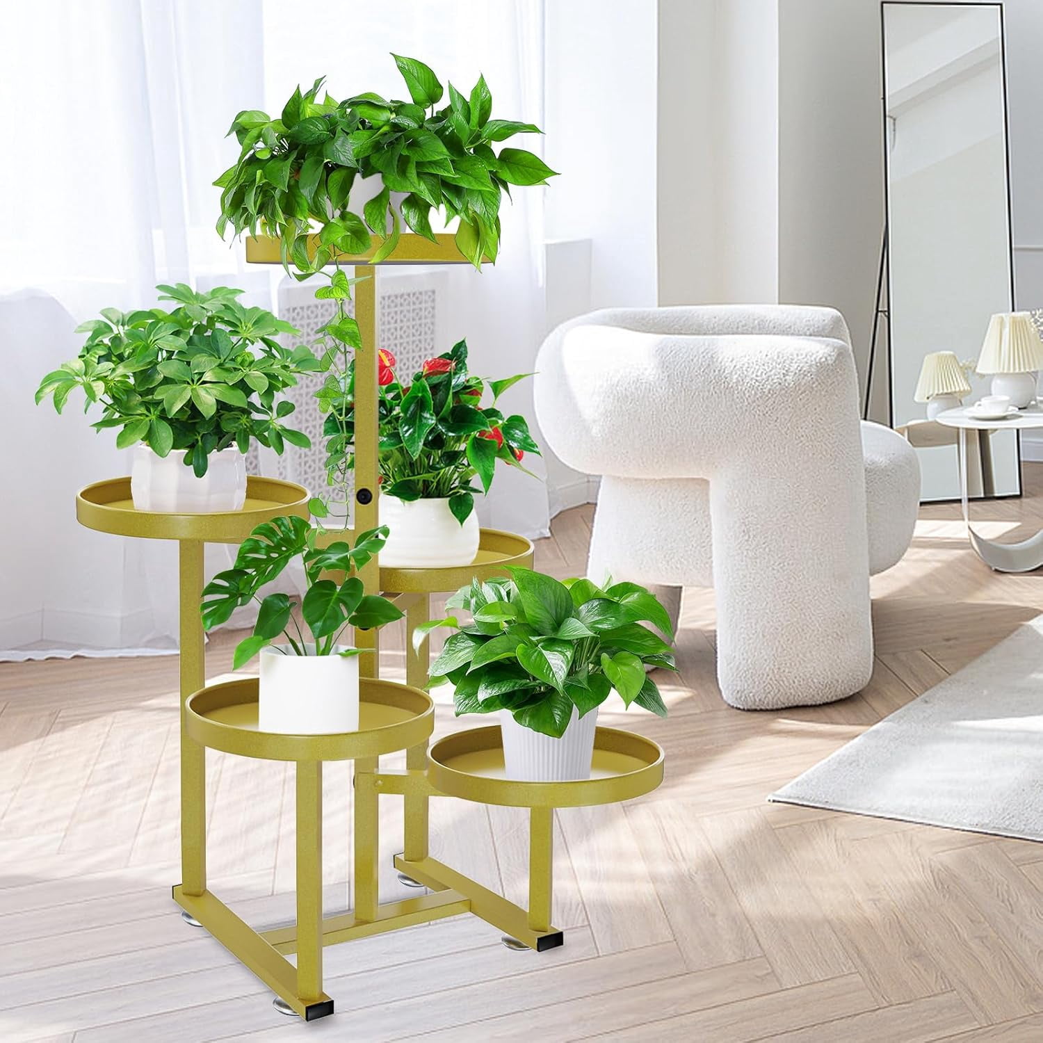 5 Tier Gold Plant Stand Indoor Outdoor, Corner Metal Tiered Plant Shelf ...