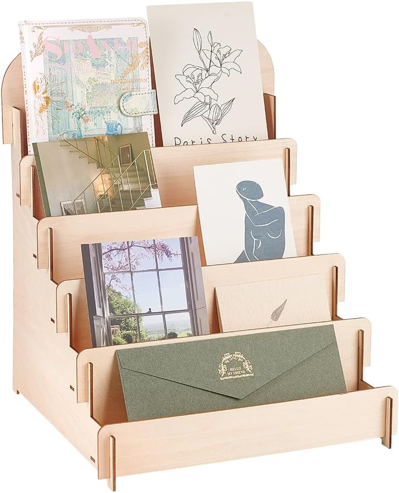 5 Tier Greeting Card Display Stand Wooden Display Stand Portable ...