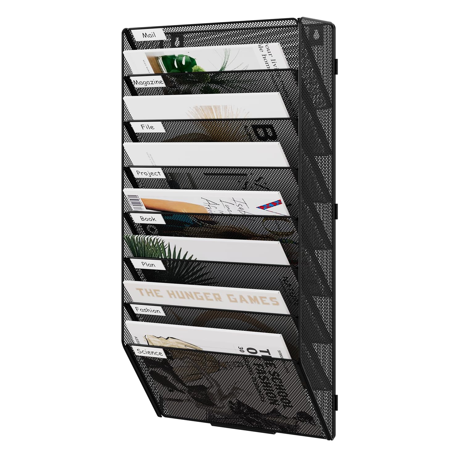 5 Tier Hanging Wall File Holder Self Assembly Mounted Document Mail ...