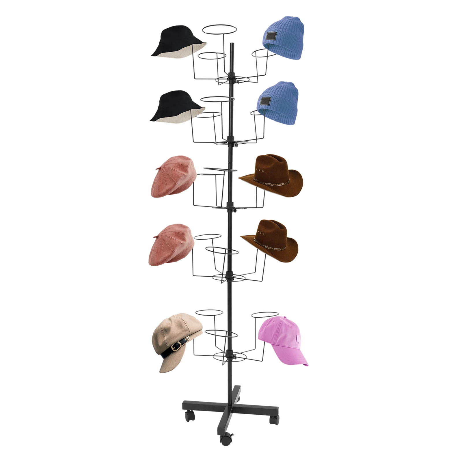5-Tier Hats Display Rack, Large Hat Rack Wigs Holder 25 Hooks Metal ...