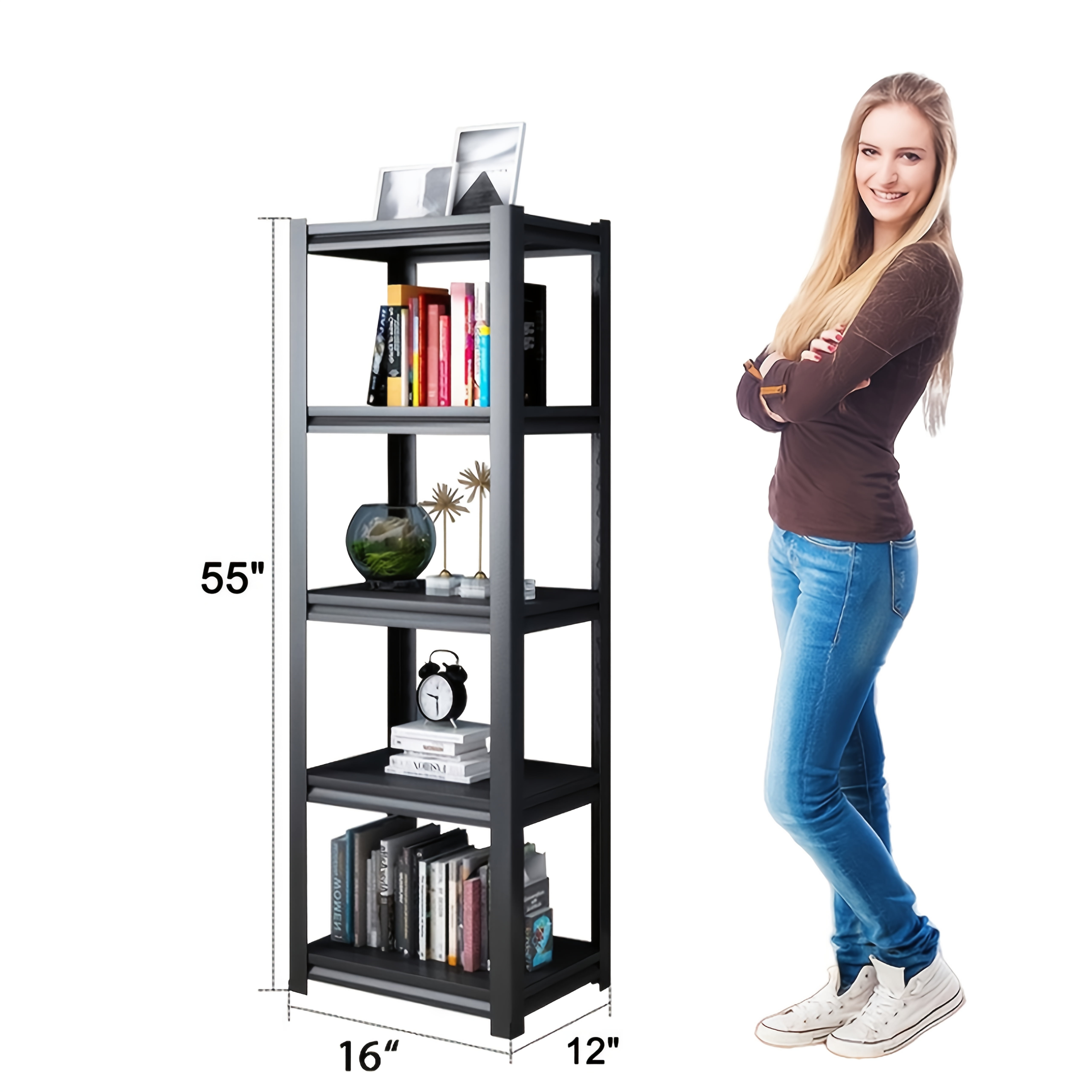 5-Tier Heavy Duty Carbon Shelving Unit - Adjustable & Split-in-Half ...