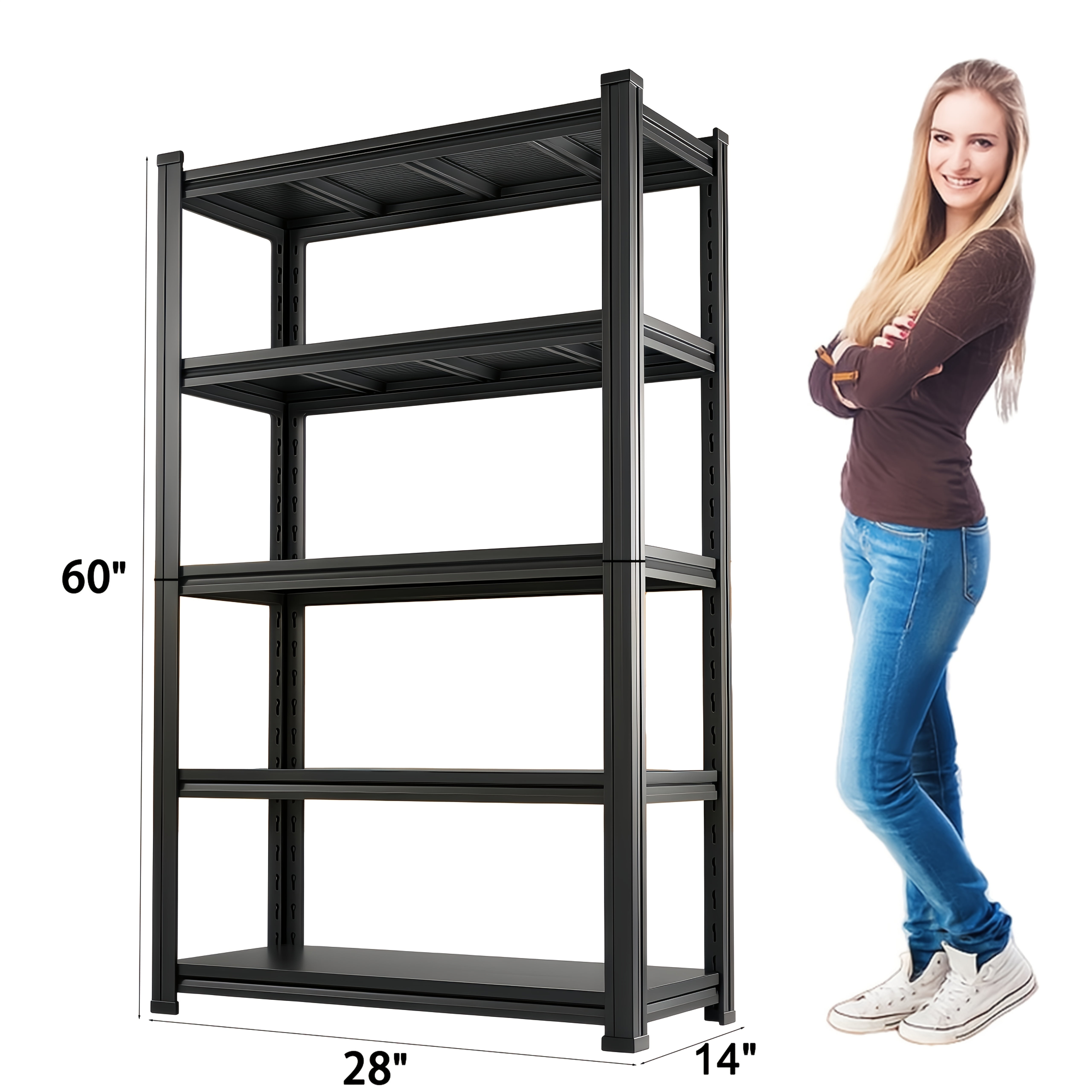5-Tier Heavy Duty Carbon Shelving Unit - Adjustable & Split-in-Half ...
