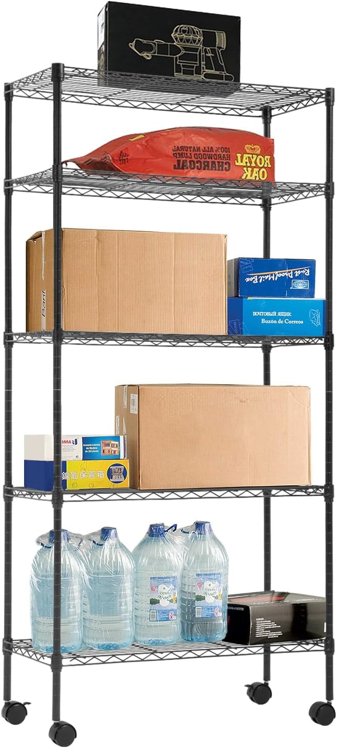 5-Tier Heavy-Duty Commercial Storage Shelves - 14"x30"x60" Adjustable ...