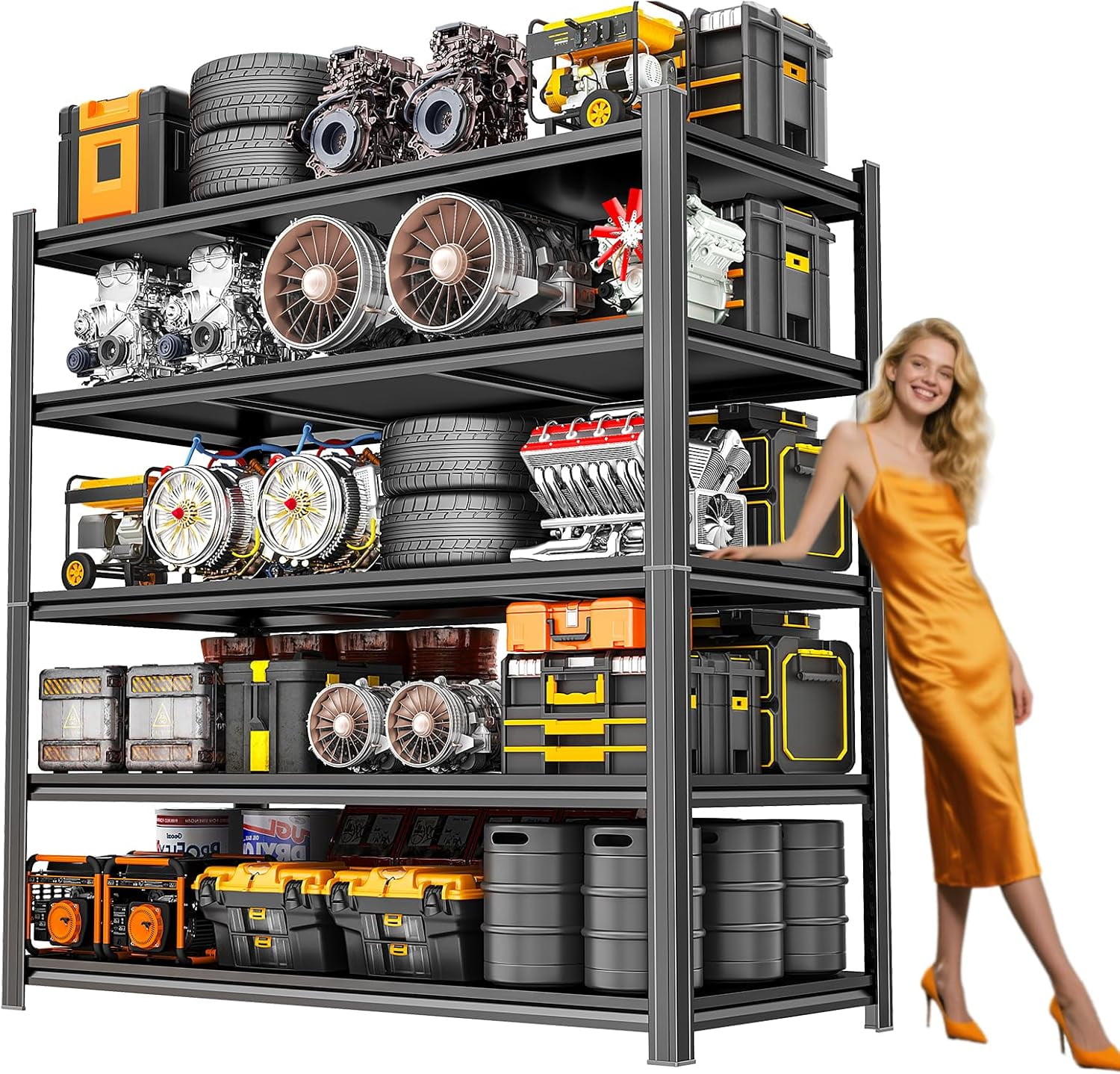 5-Tier Heavy Duty Garage Shelving Unit – 3000 lbs Adjustable Metal ...
