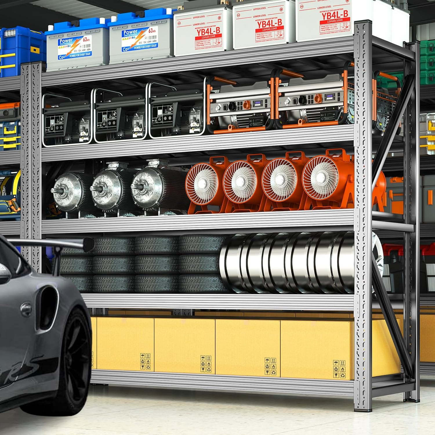 5-Tier Heavy Duty Garage Shelving Unit, 8000lbs Adjustable Garage ...