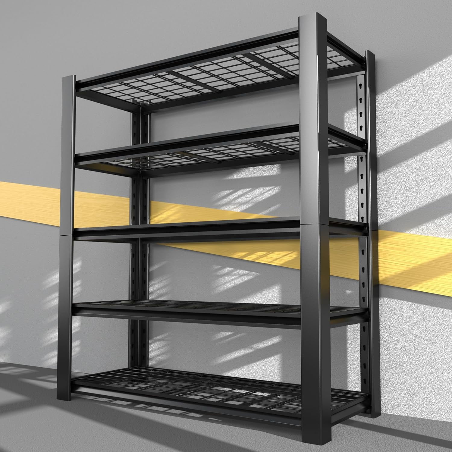 5-Tier Heavy Duty Garage Shelving Unit with Wire Shelves,3000 LBS ...