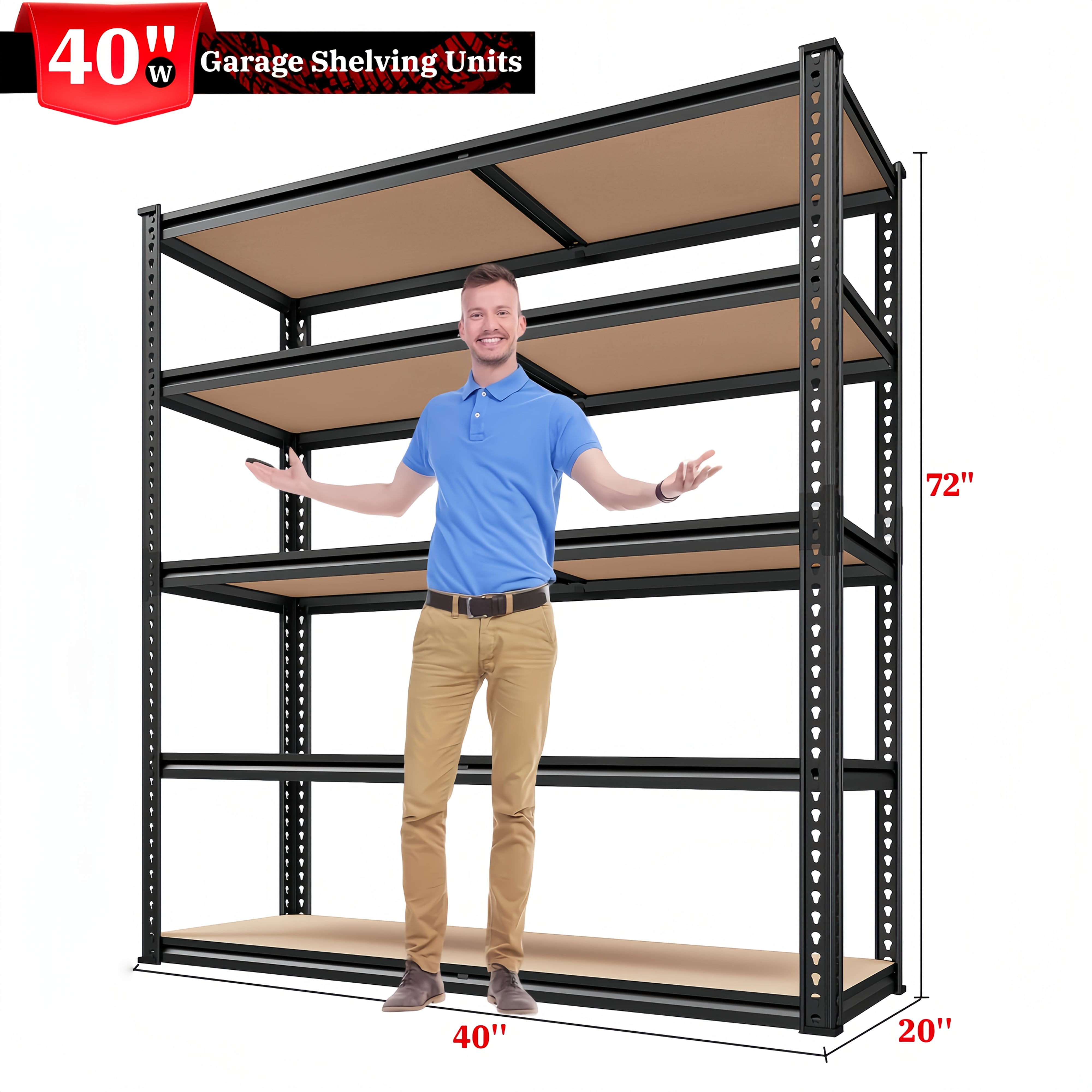 5-Tier Heavy-Duty Metal Shelving Unit - 2500LBS Capacity, Adjustable 72 ...
