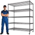 AIRAJ 5-Tier Heavy Duty Metal Shelving Unit with Wheels, 3000lbs ...