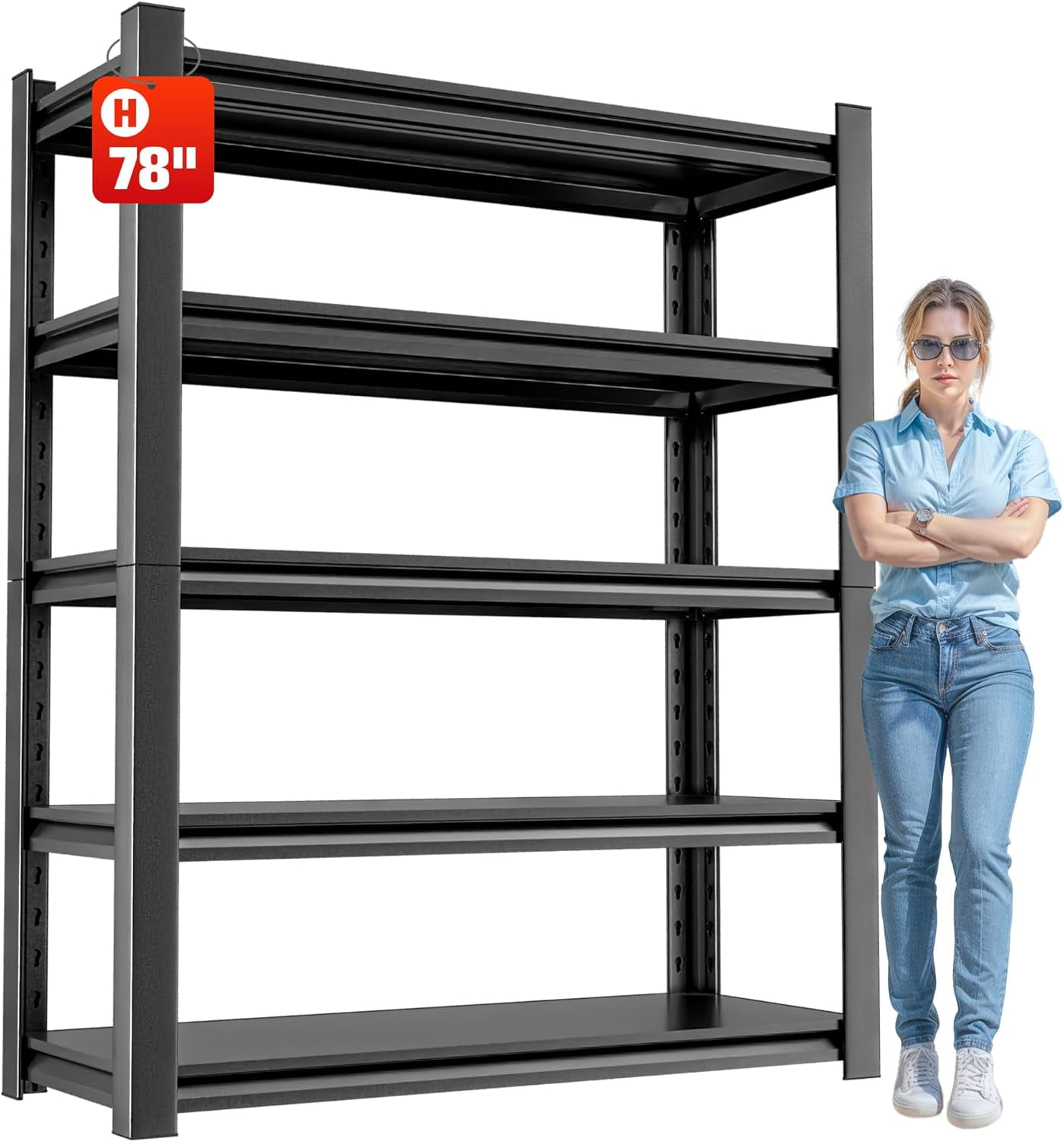 5 Tier Heavy Duty Metal Storage Shelf, Industrial Shelving Unit ...
