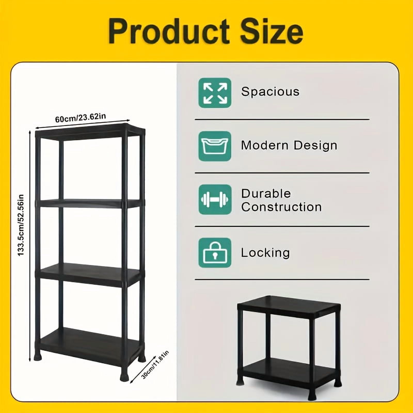 5-Tier Heavy-Duty Plastic Shelving Unit - 660Lbs Capacity Modular ...