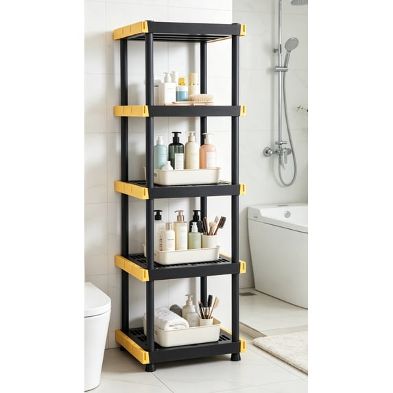 5-Tier Heavy Duty Plastic Storage Shelving Unit, 5 Shelves Support up ...