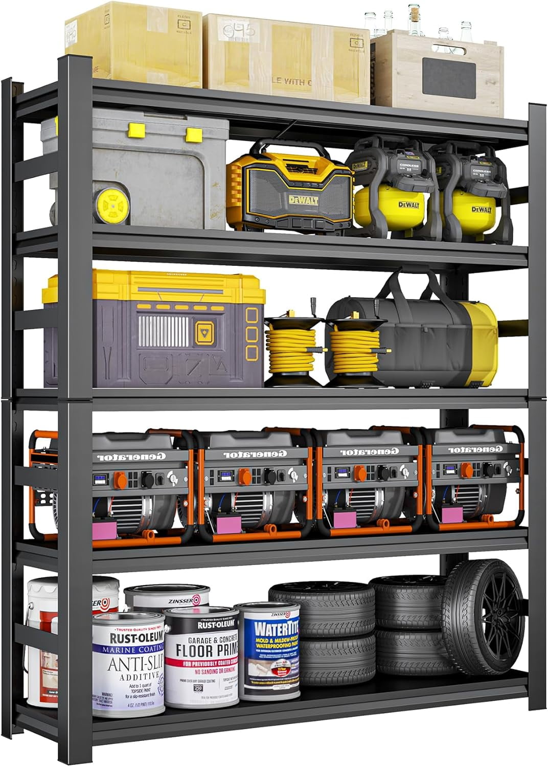 5 Tier Heavy Duty Shelving Unit, Storage Rack,Metal Shelving for Garage ...