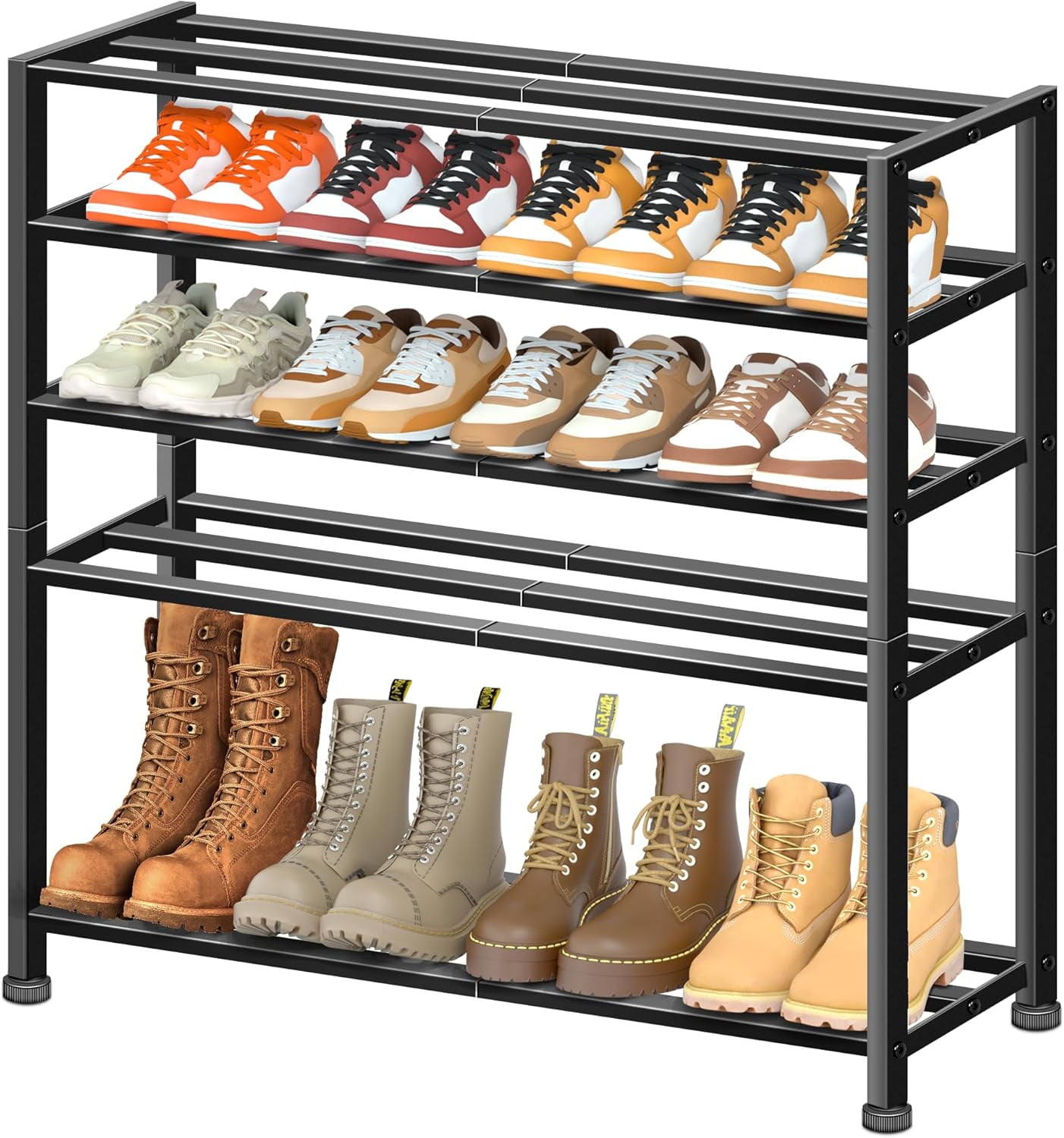 5-Tier Heavy Duty Shoe Rack for Garage Entryway, Stackable Shoe ...