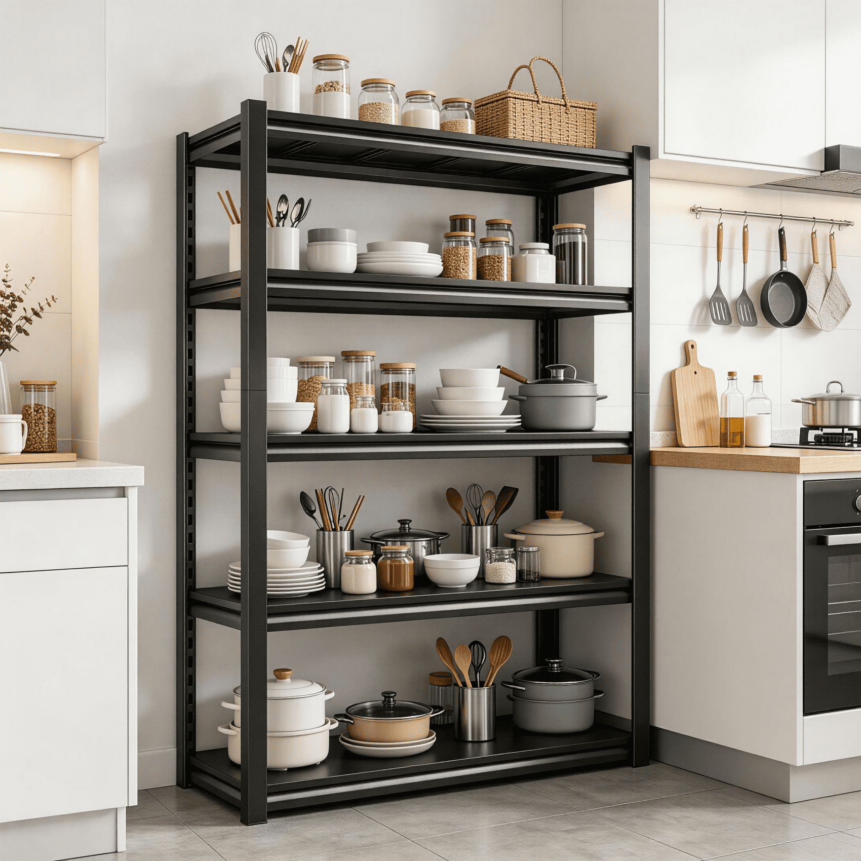 5 Tier Heavy Duty Steel Storage Shelves 40"W x 18"D x 78"H Black ...