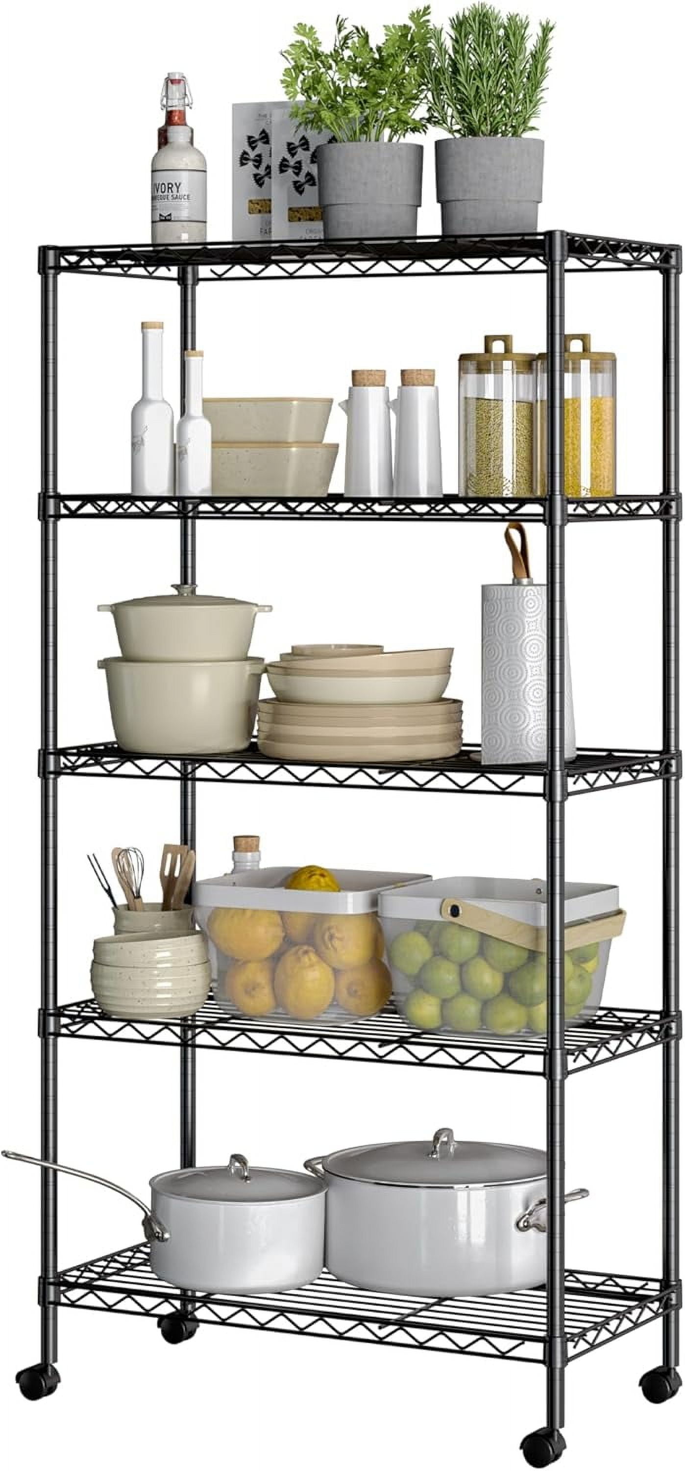 5-Tier Heavy Duty Steel Wire Shelving Unit – 30" W x 14" D Adjustable ...