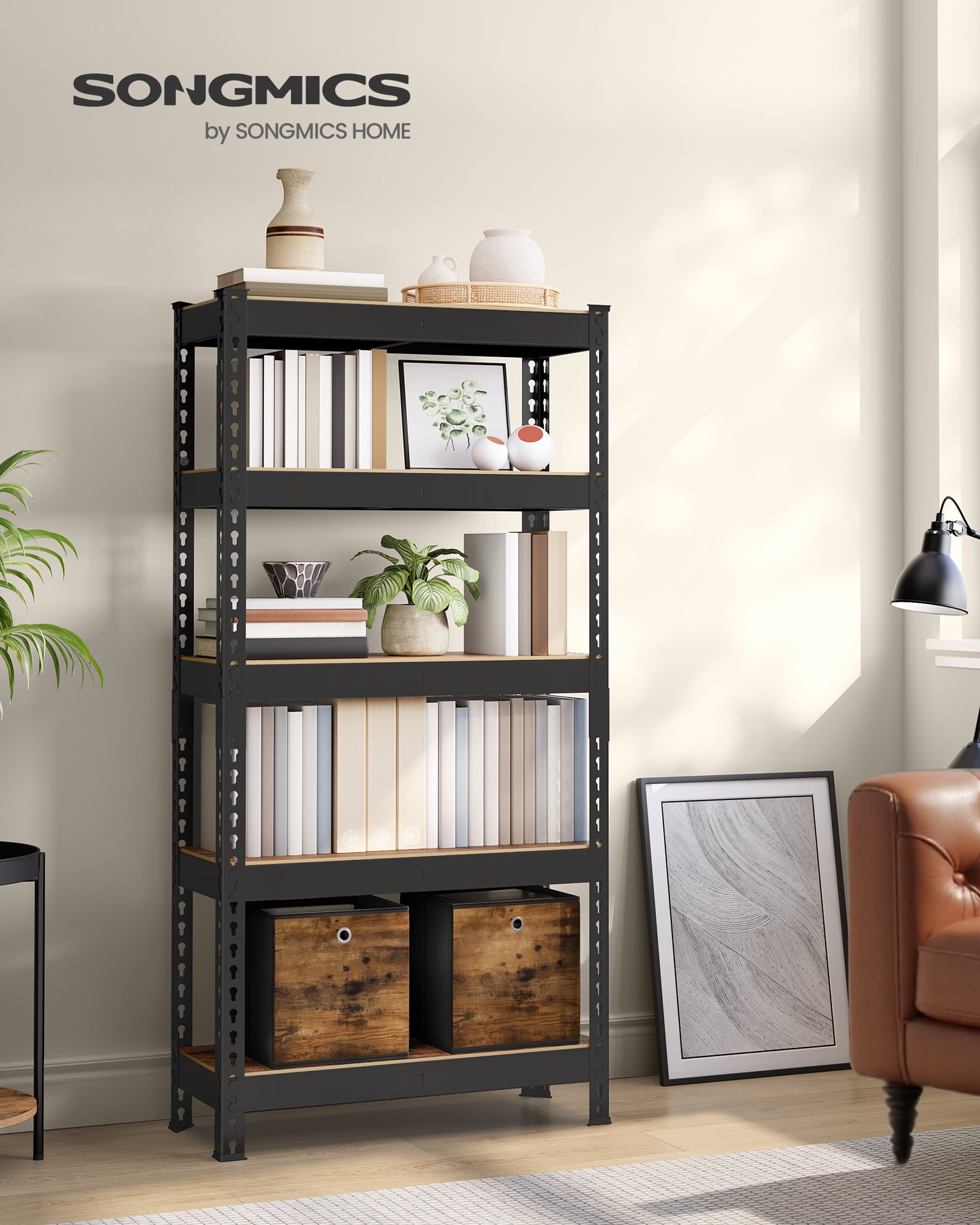 5-Tier Heavy-Duty Storage Shelves, Boltless Adjustable Shelving Unit ...