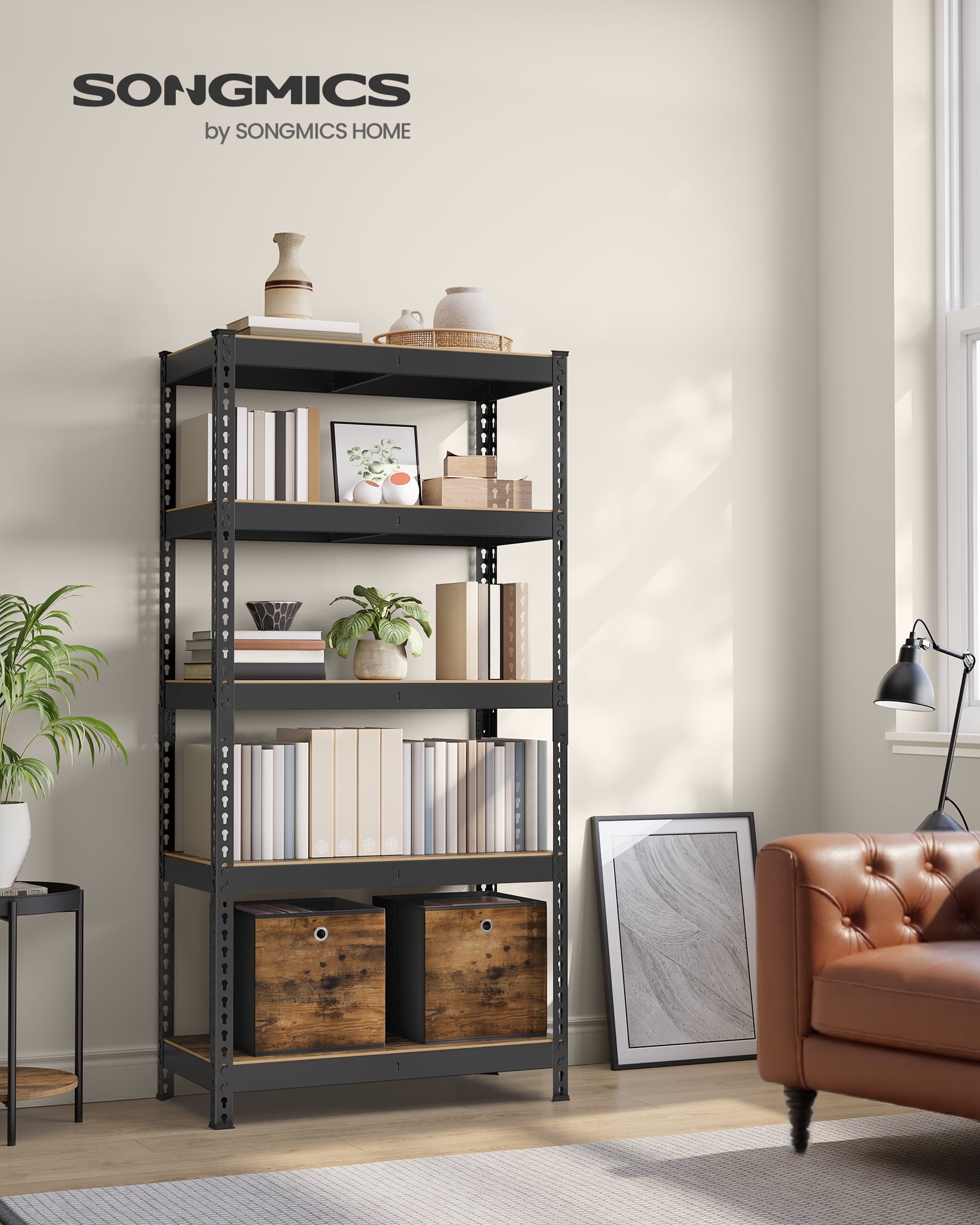 5-Tier Heavy Duty Storage Shelves, Boltless Adjustable Shelving Unit ...