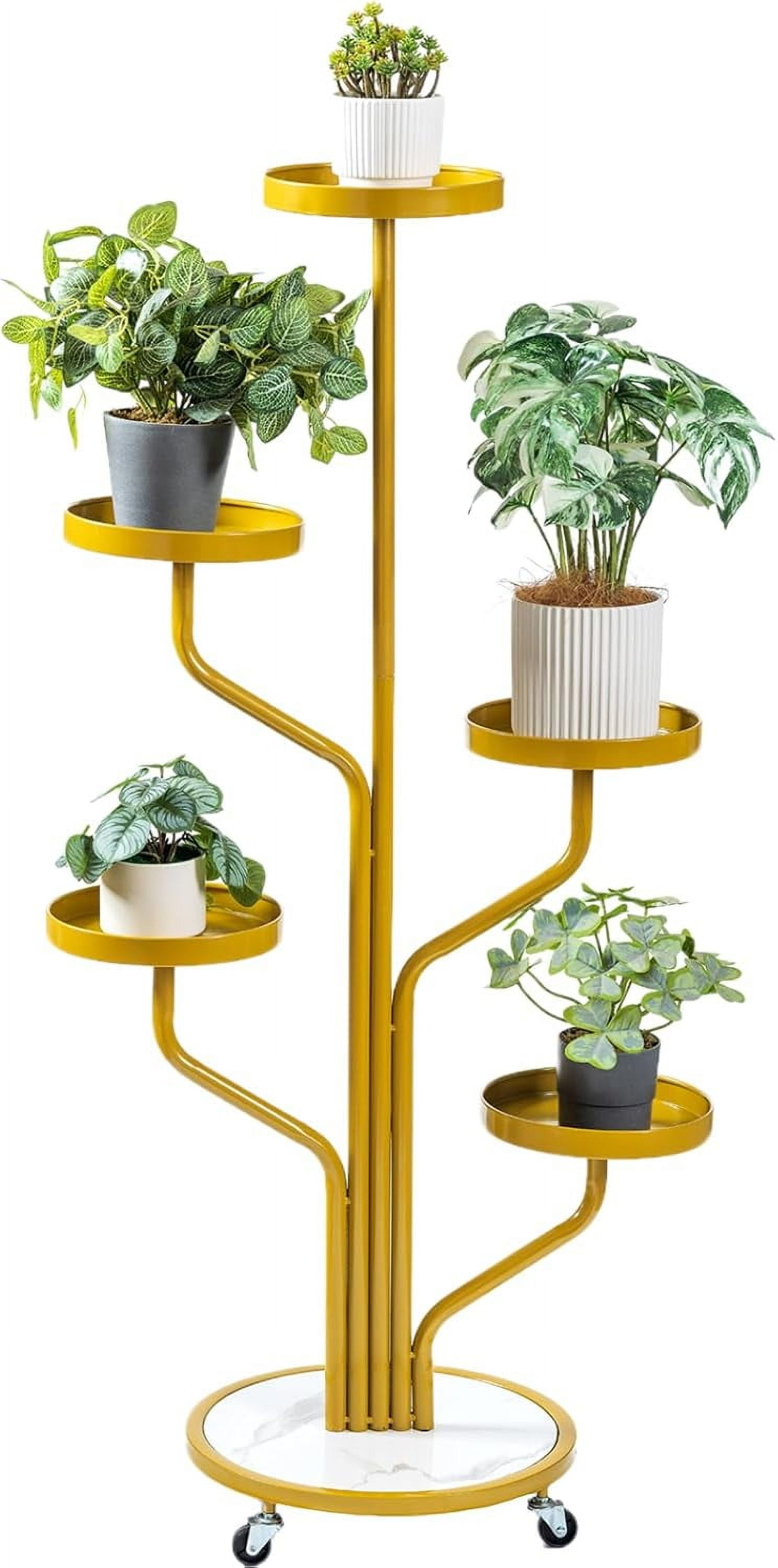 5 Tier Indoor Plant Stand Wrought Iron, Tall Metal Plant Stand with ...