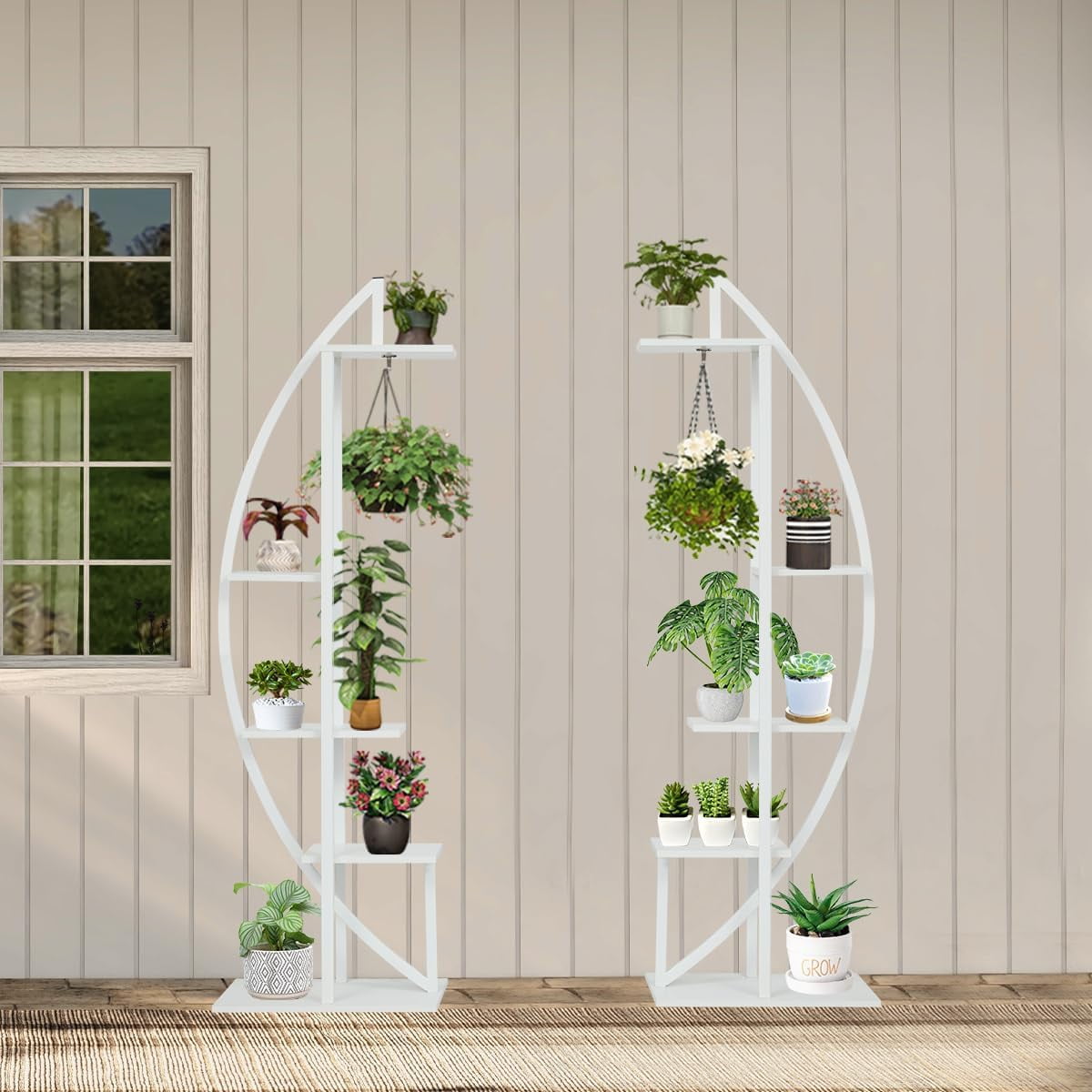5-Tier Indoor Stand, Half Moon Stand, With 2 Hooks, Multi-Purpose Stand ...