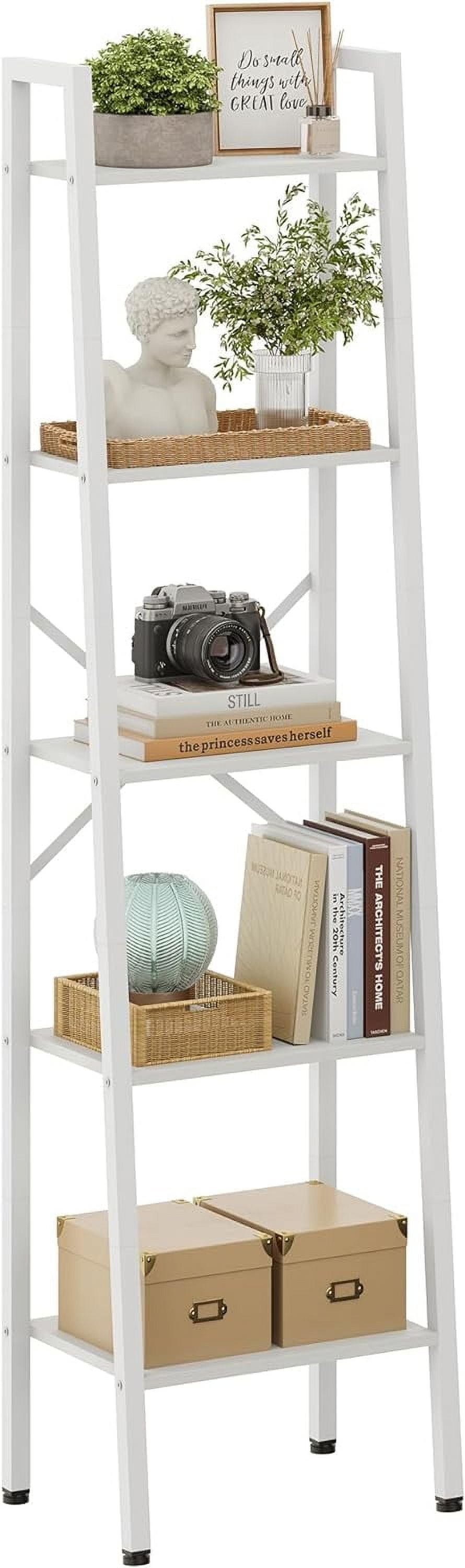 5-Tier Industrial Ladder Bookshelf, Narrow Ladder Shelf, Tall Standing ...