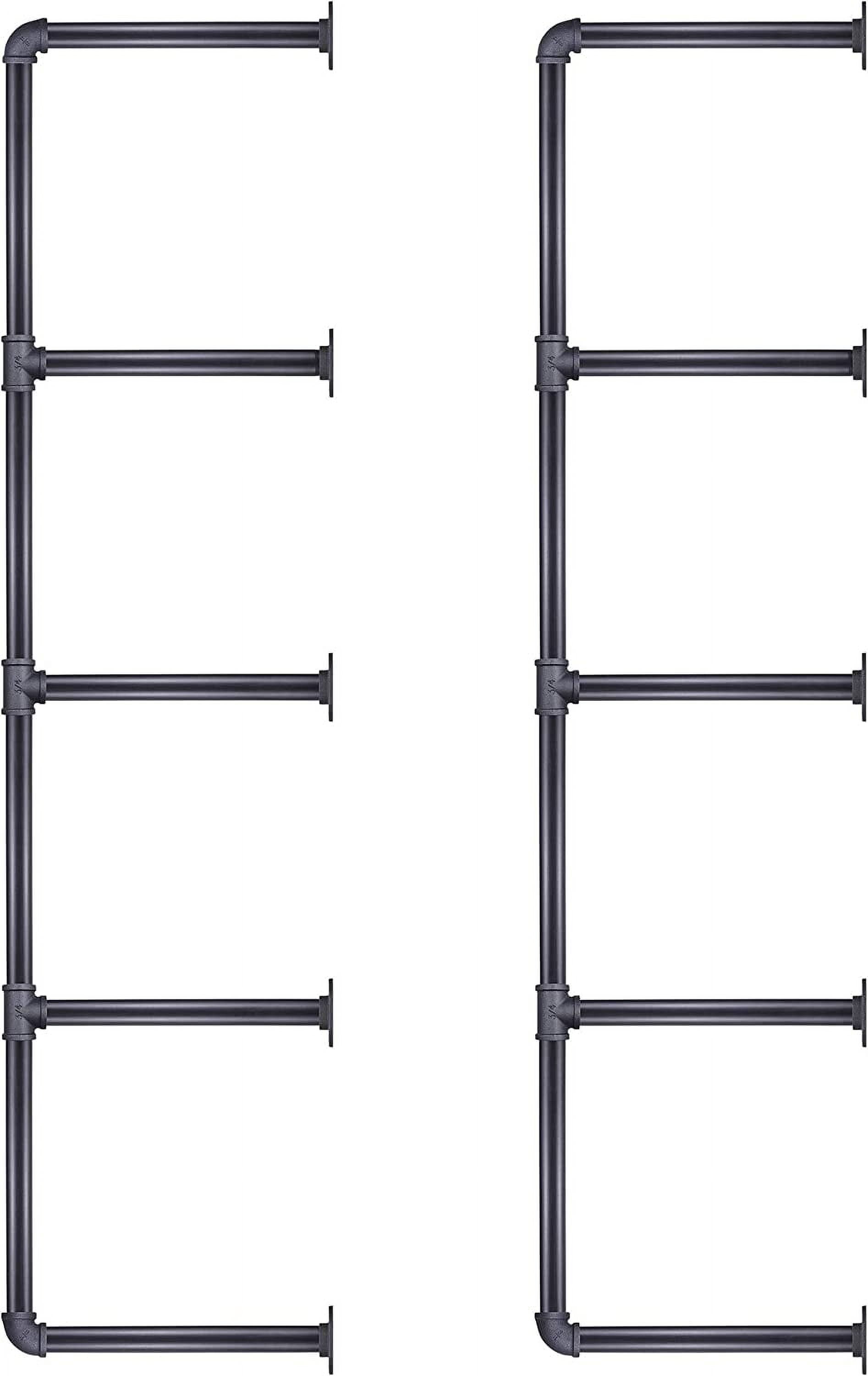 5 Tier Industrial Wall Mount Iron Pipe Shelf, 3/4 Inches Malleable Cast ...