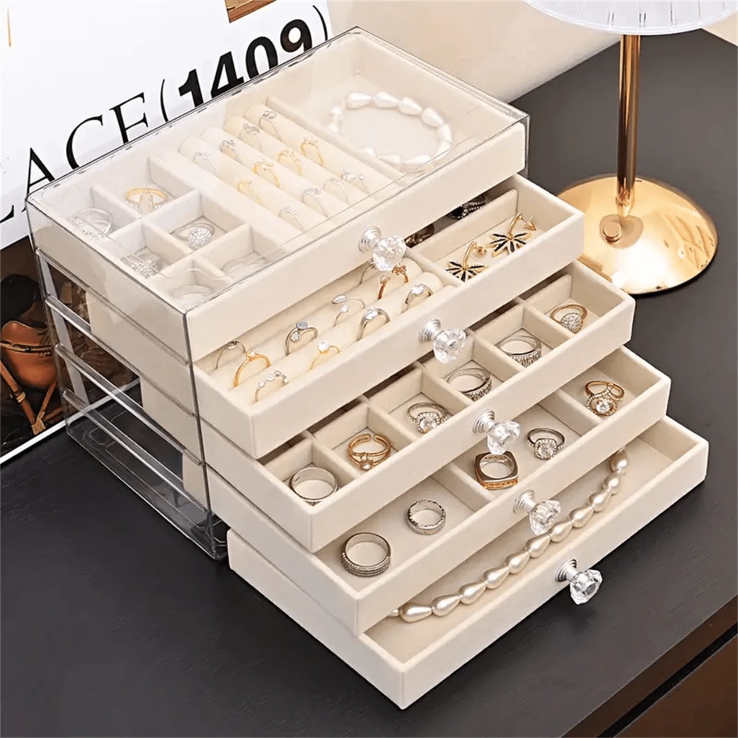 5-Tier Je WKGDAUAMFXPStackable Drawer Storage For Rwelry Organizer ...