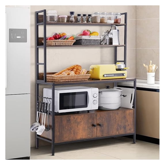 5-Tier Kitchen Baker’s Rack with Storage,Large Bakers Rack with Cabinet ...