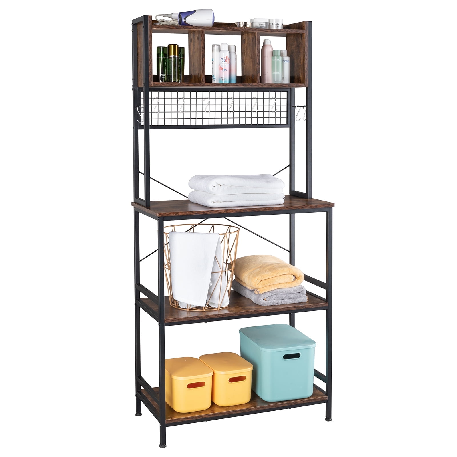 KAAYEE 69.3 Inch Bakers Rack with 3 Cubes,5 Tiers Microwave Storage ...