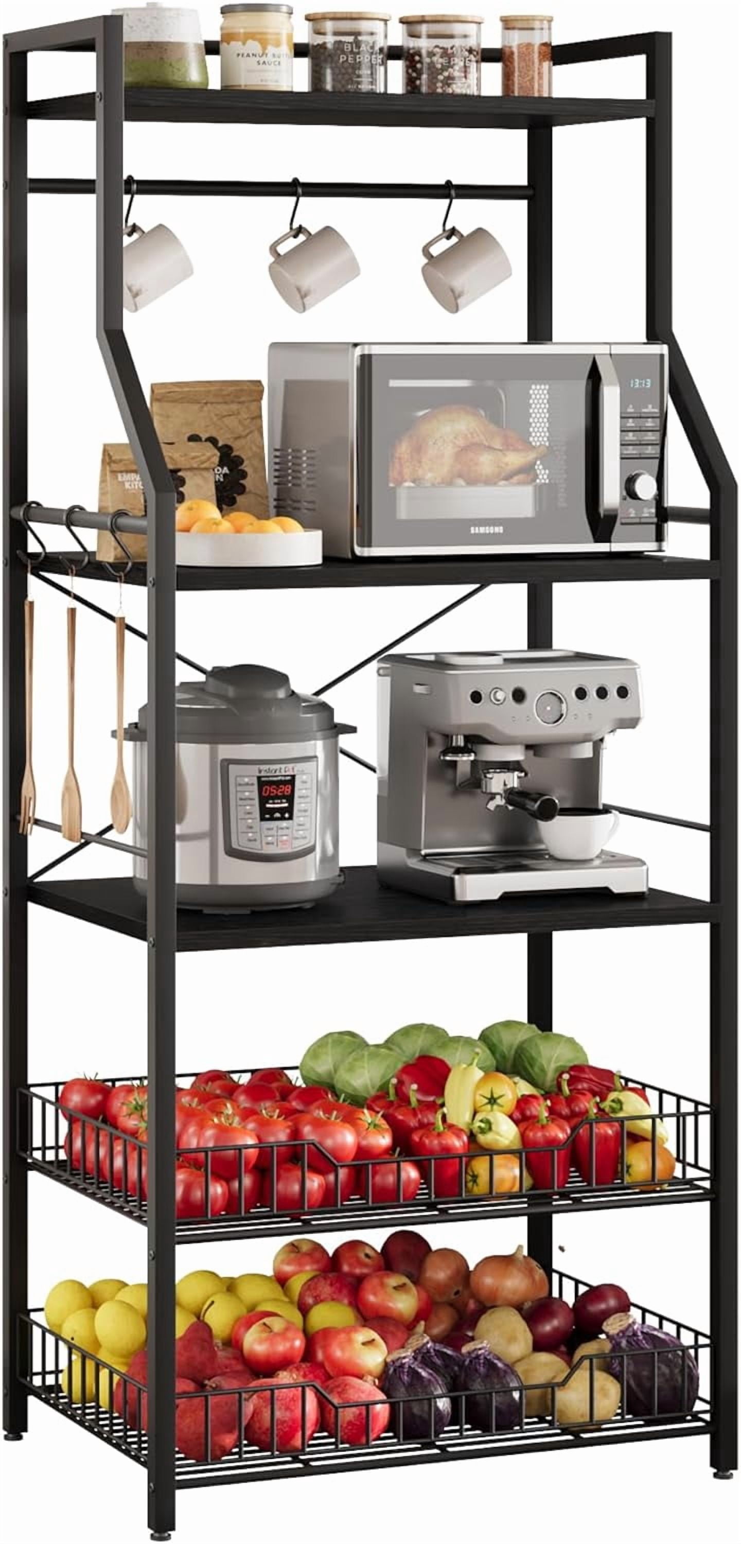 5-Tier Kitchen Bakers Rack with Storage Shelves – Microwave Oven Stand ...