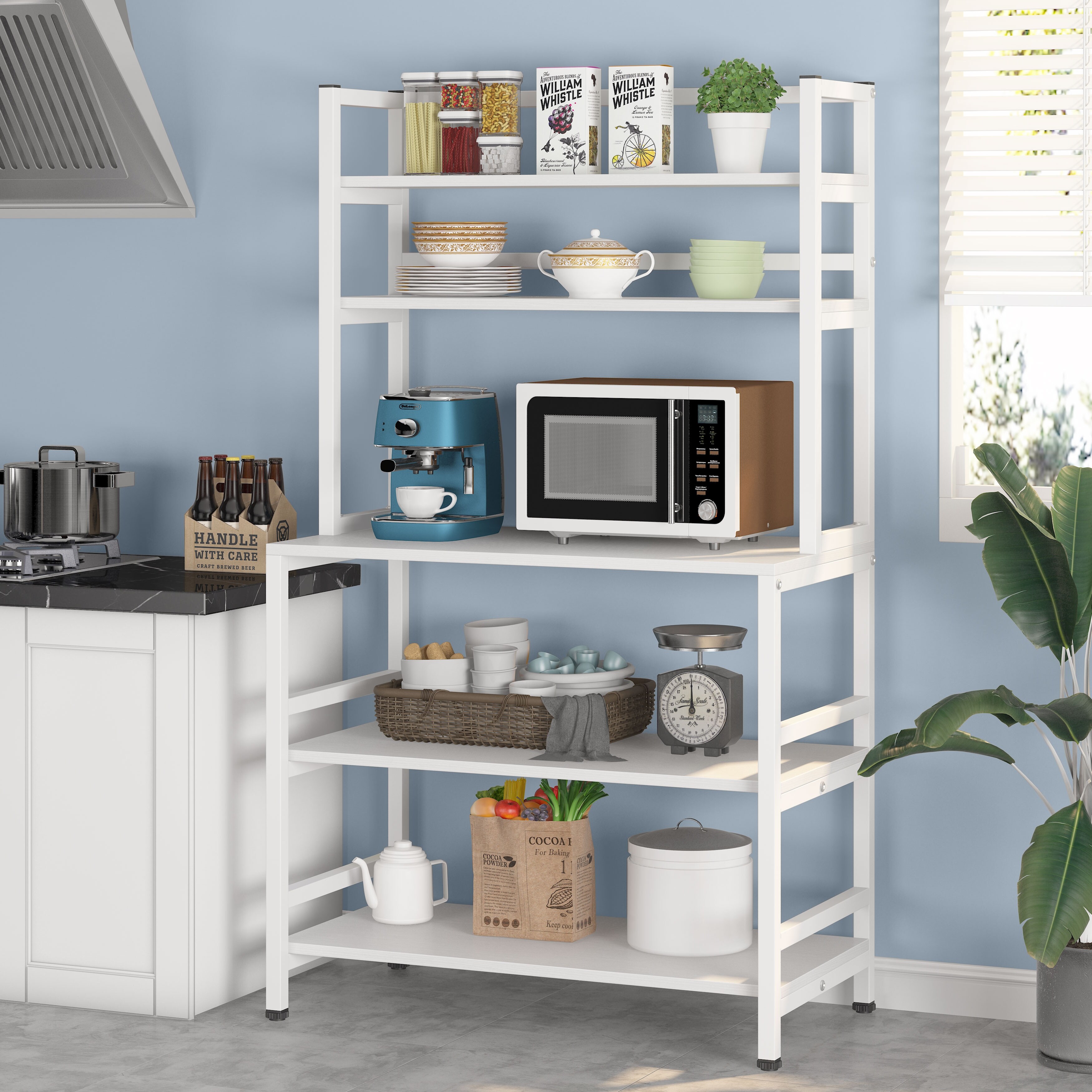 5-Tier Kitchen Bakers Rack with Hutch,Utility Storage Shelf - 31.5 x 15 ...
