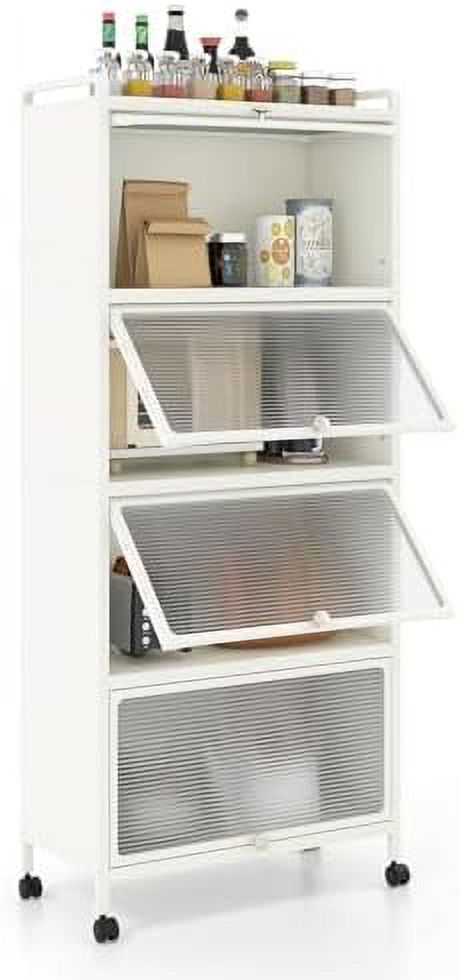 5-Tier Kitchen Cabinet Freestanding Baker\u2019s Rack with 4 Rolling ...