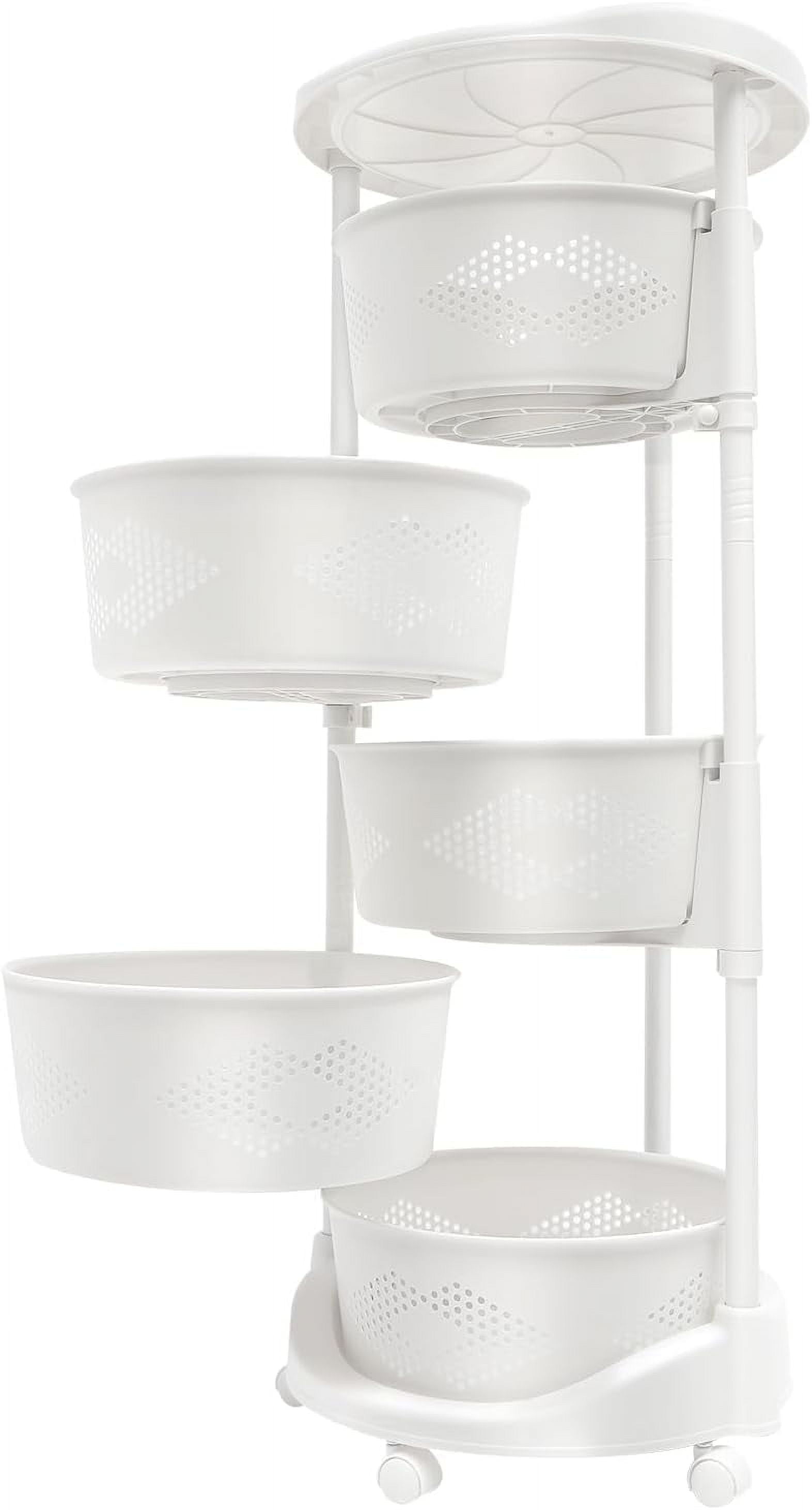 5 Tier Kitchen Cart with Storage Rotating Basket, Multi-Layer Rotating Vegetable Organizer with ...