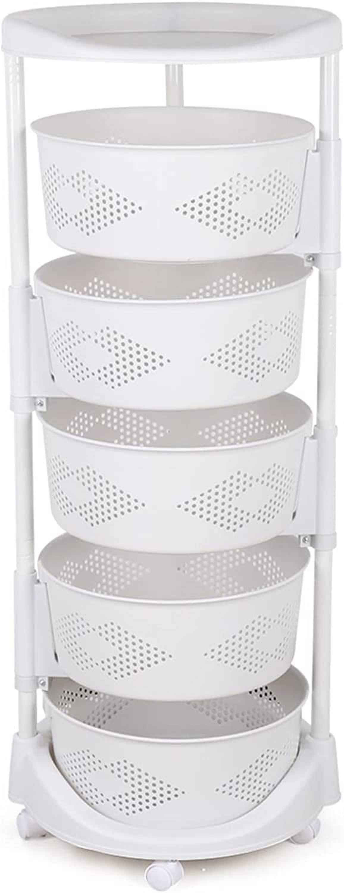 5 Tier Kitchen Rotating Storage Basket Rack, Rotating Kitchen Storage ...