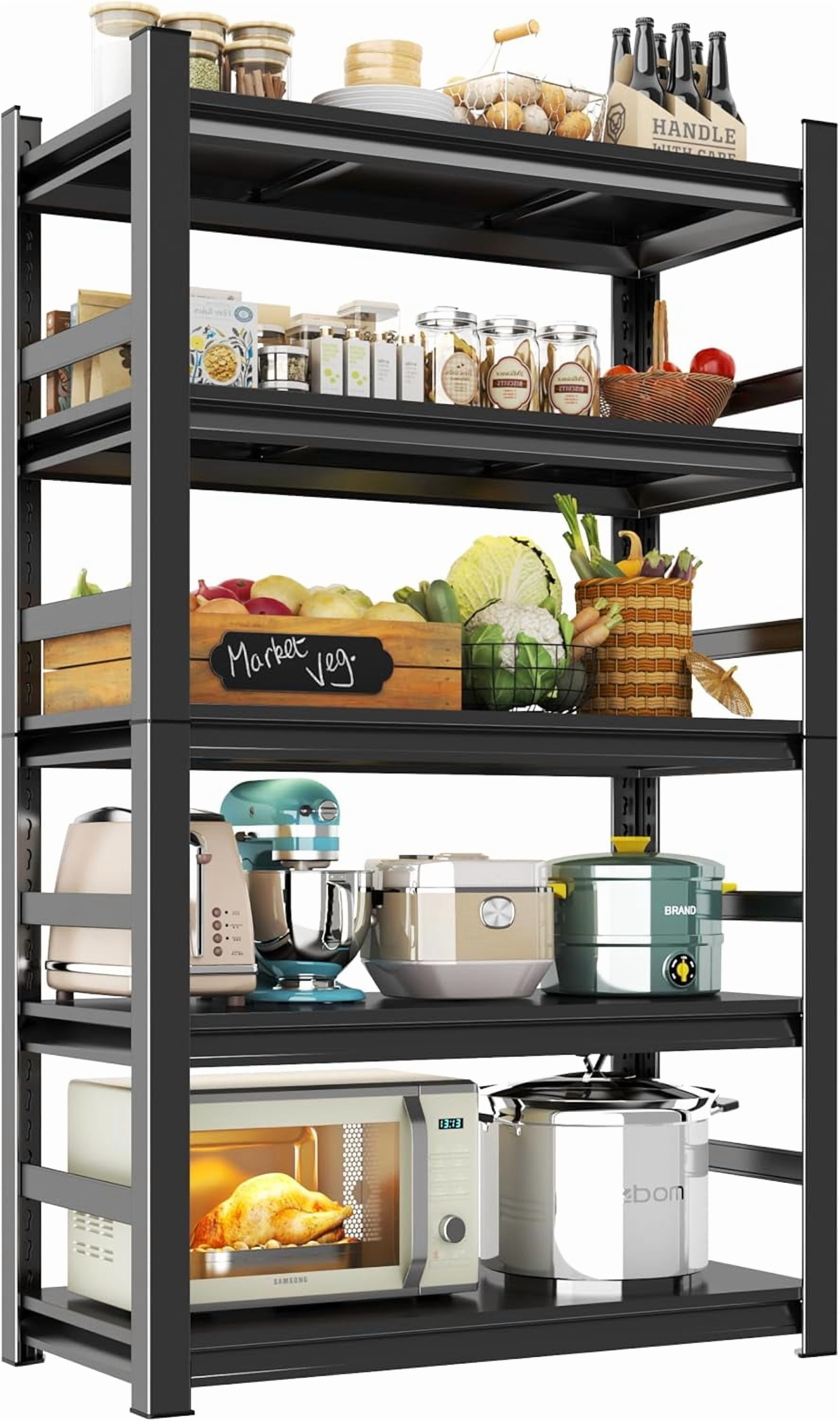 5-Tier Kitchen Shelf Organizer, Metal Shelves for Storage, Load 2000 ...