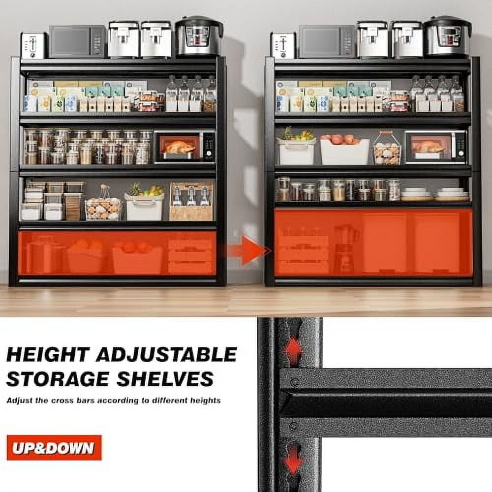 5-Tier Kitchen Shelving, 2500 LBS Weight Capacity, 72" H x 36" W x 16 ...
