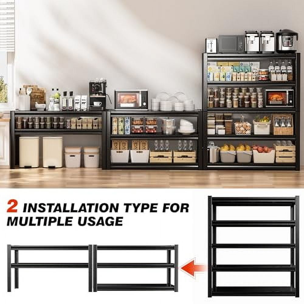 5-Tier Kitchen Shelving, 2500 LBS Weight Capacity, 72" H x 36" W x 16 ...