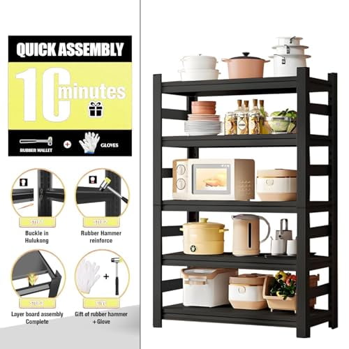 5-Tier Kitchen Shelving Rack, Metal Shelves for Storage, Load 2000 LBS ...