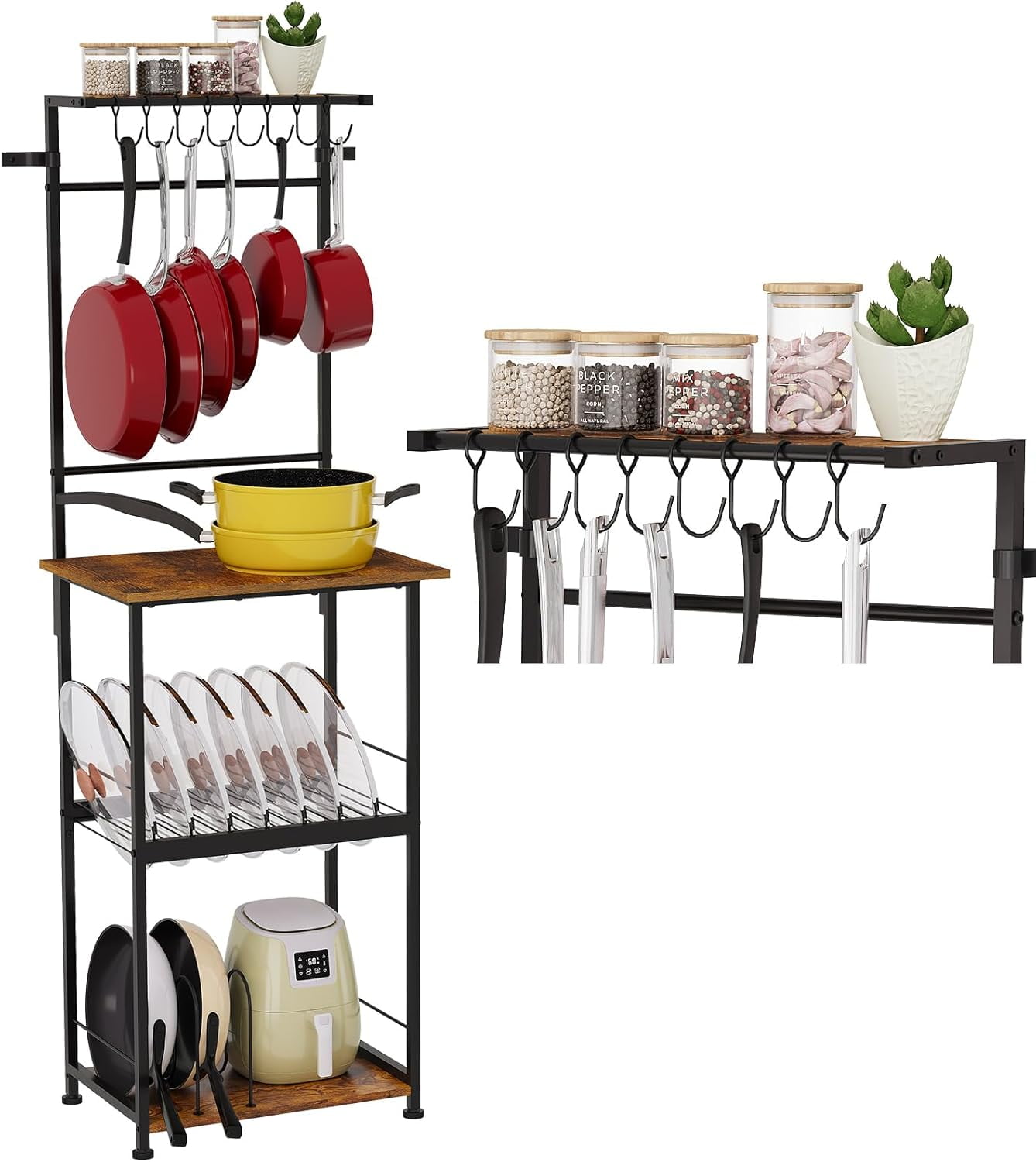 5-Tier Kitchen Stand for Pots and Pans Organization, Floor Pot Rack for ...