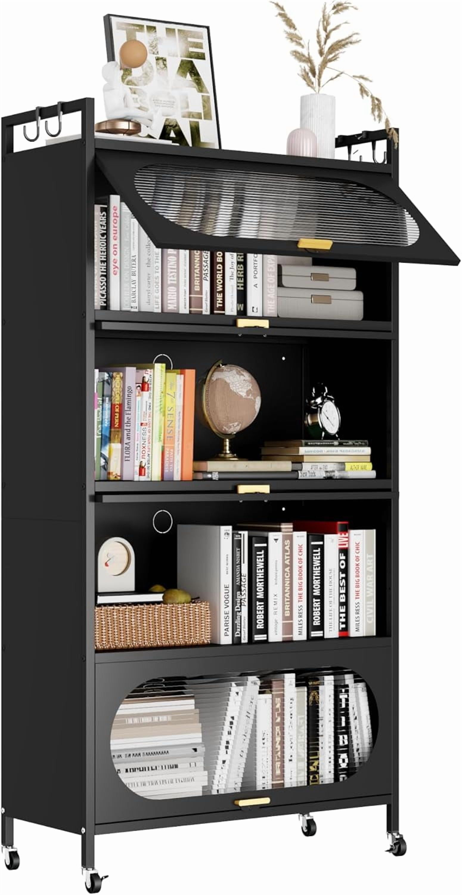 5-Tier Kitchen Storage Cabinet with 4 Flip-Up Doors, Freestanding ...