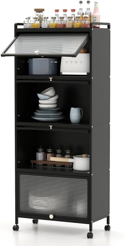 5-Tier Kitchen Storage Cabinet, Freestanding Appliance Cabinet on ...