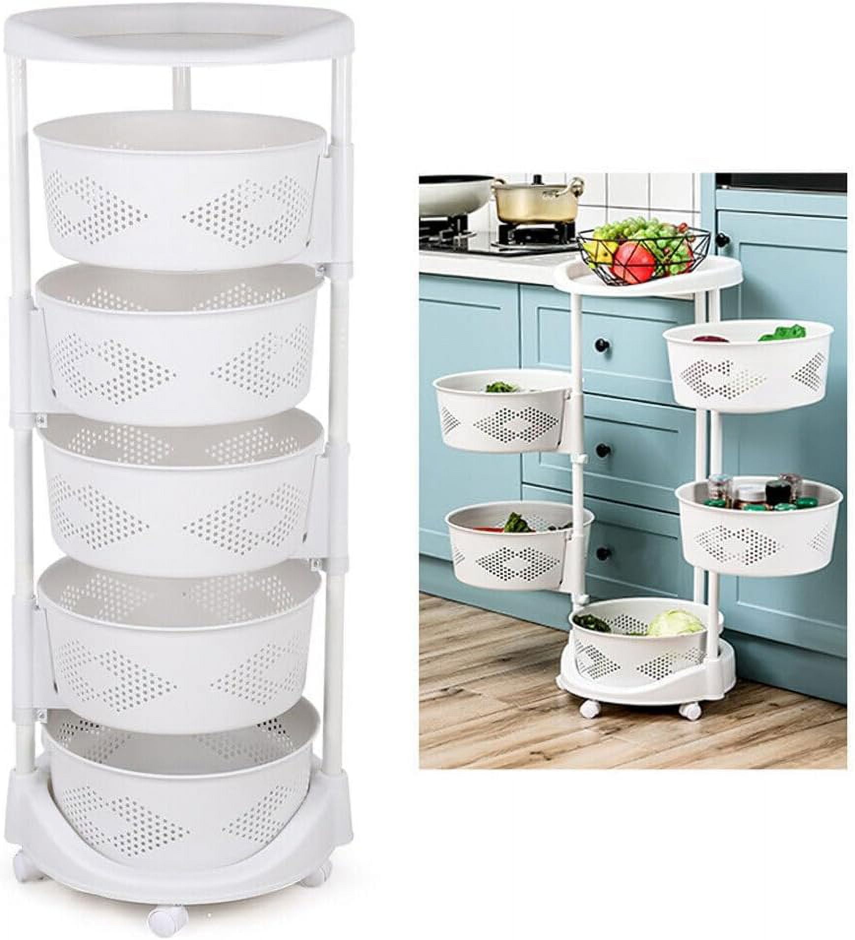 5 Tier Kitchen Storage Rack,180° Rotating Storage Shelves Organizer ...