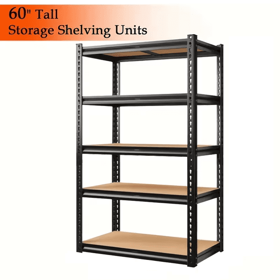 5-Tier Kitchen Storage Rack, 60 Inch Height Adjustable Metal Shelving ...