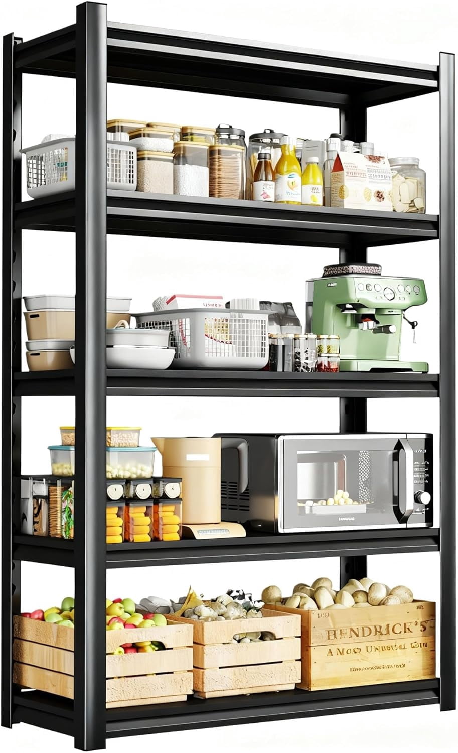 5-Tier Kitchen Storage Rack - Metal Adjustable Shelf, 2750 lbs Capacity ...
