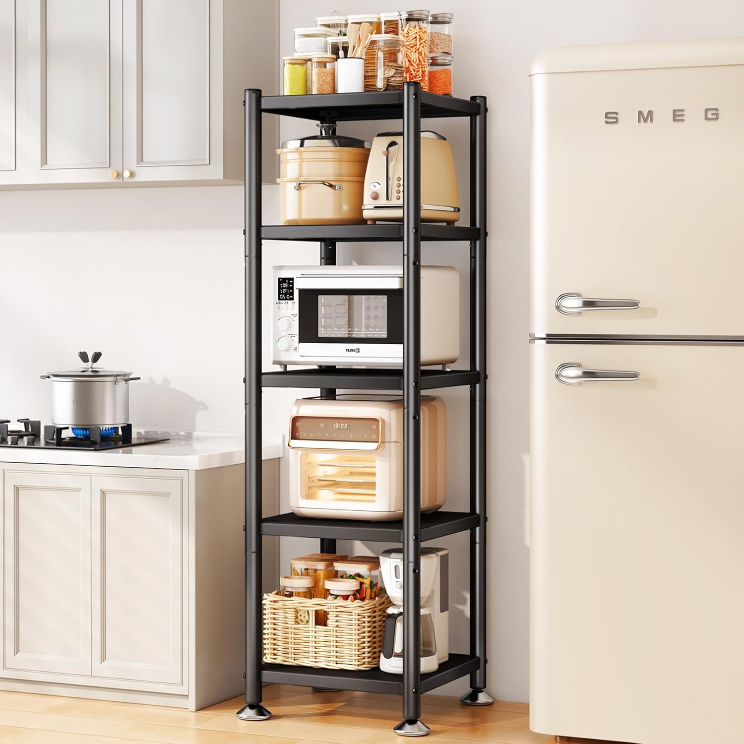 5-Tier Kitchen Storage Shelves, Adjustable Metal Shelves for Storage ...