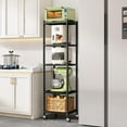 5 Tier Kitchen Storage Shelves with Wheels, Heavy Duty Metal Shelves ...