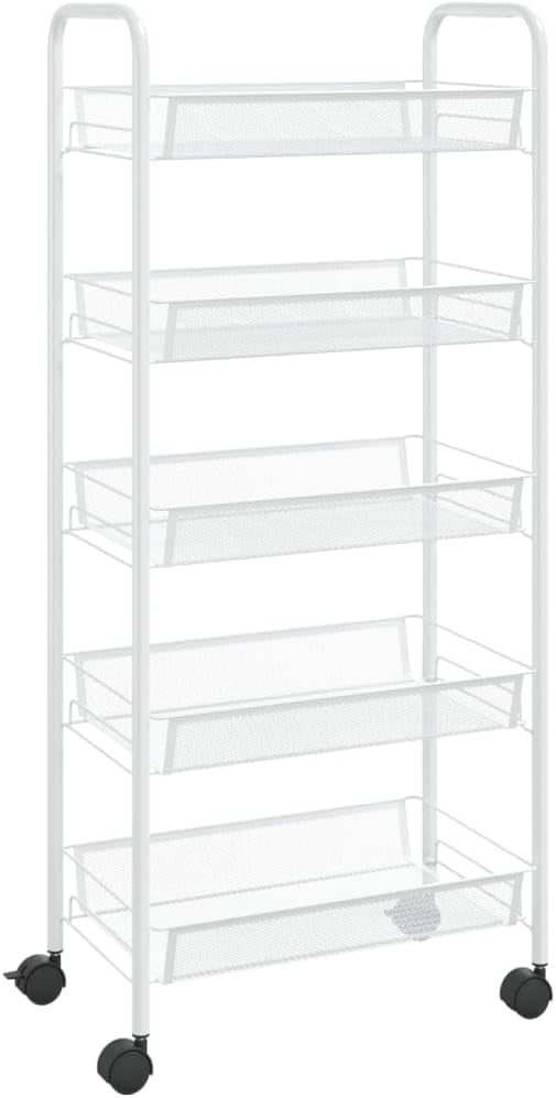 5-Tier Kitchen Trolley 18.1"x10.2"x41.3" Iron,Versatile Storage Rolling ...
