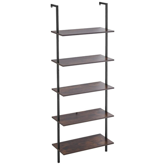 5 Tier Ladder Shelf 24x11.8 Inch Metal Frame Wall Mounted Storage Rack ...