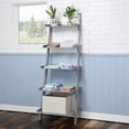 5-Tier Ladder Shelf, Wooden Narrow Book Shelf with Safe Baffle ...