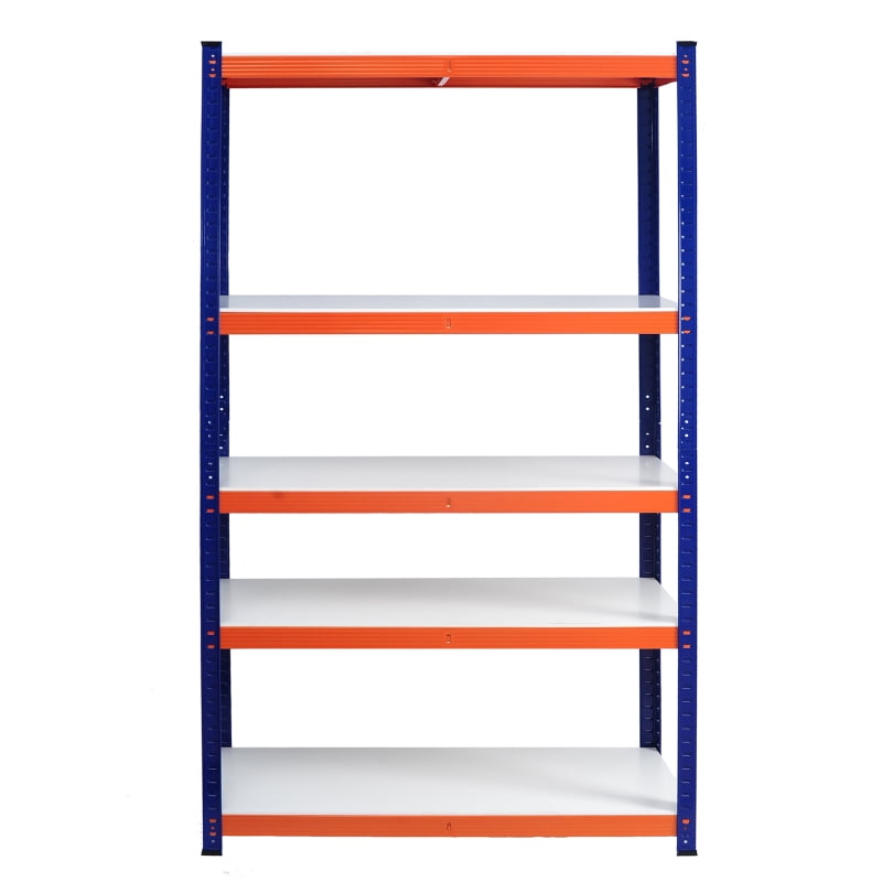 5 Tier Laminated White Metal Shelving Unit Adjustable Garage Storage ...