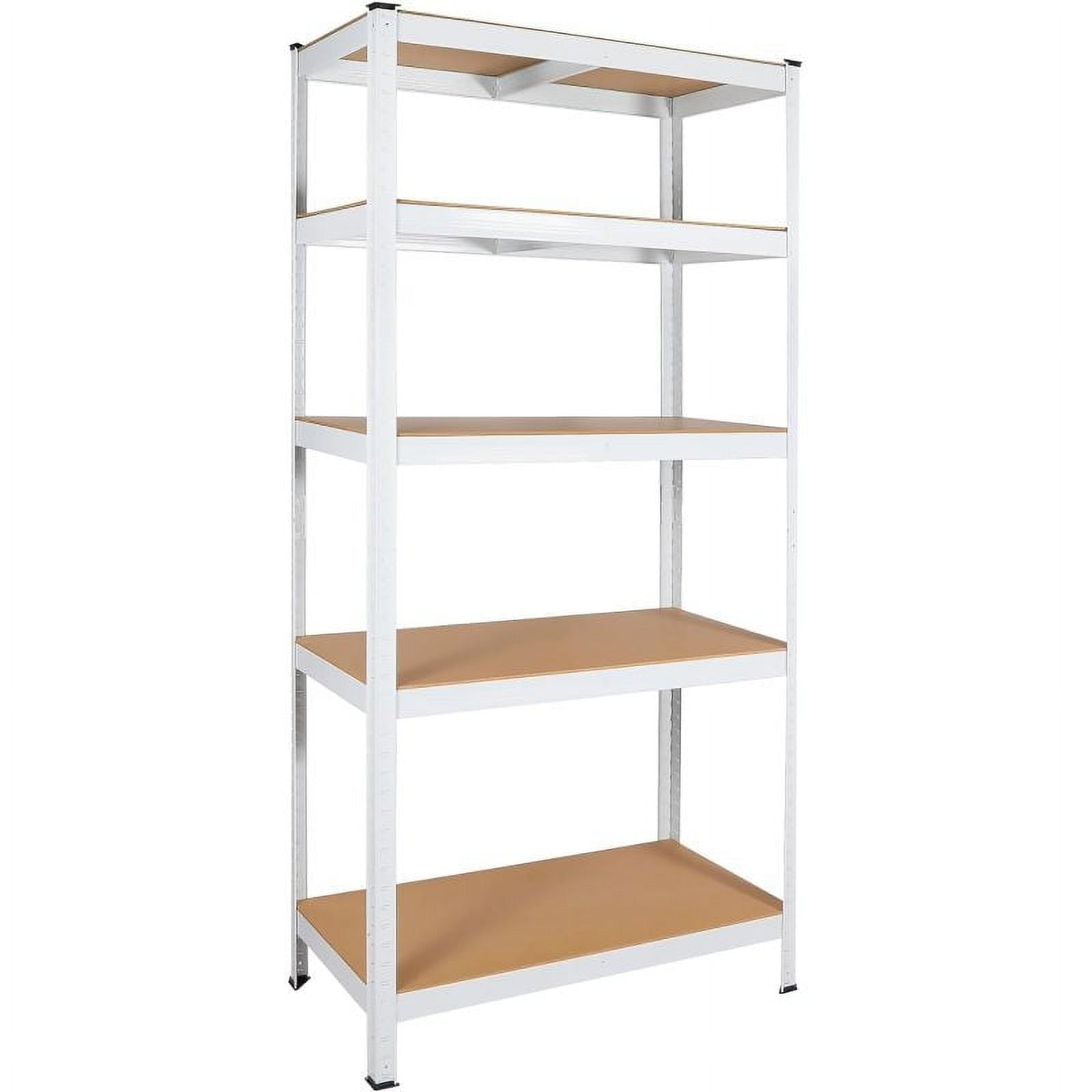 5 Tier Laminated White Metal Shelving Unit Adjustable Garage Storage ...